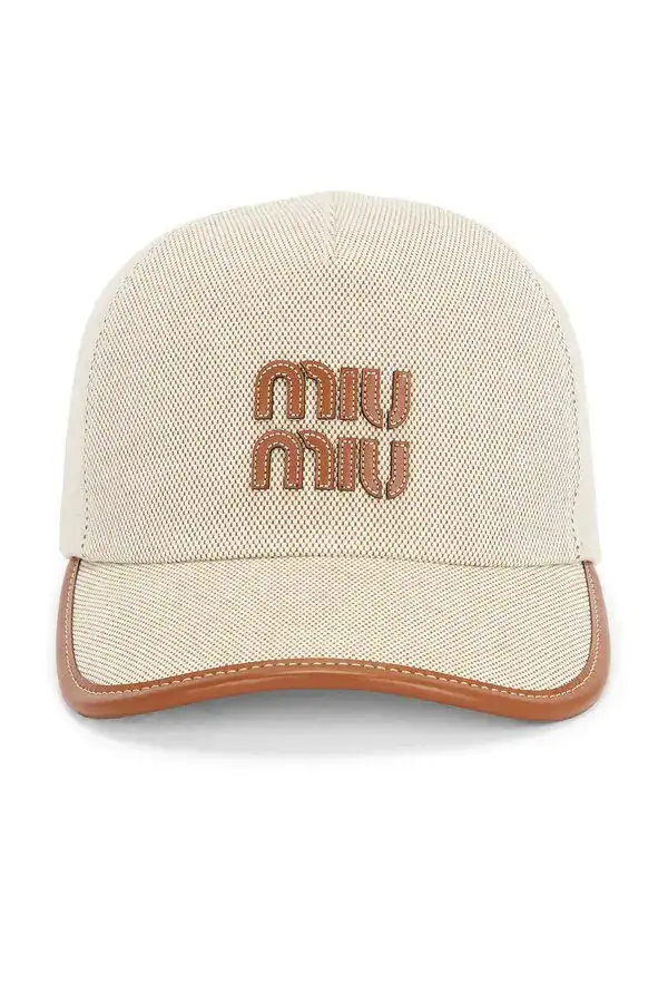 Miu Miu Canvas Baseball Cap - Naturale & Brandy | Editorialist